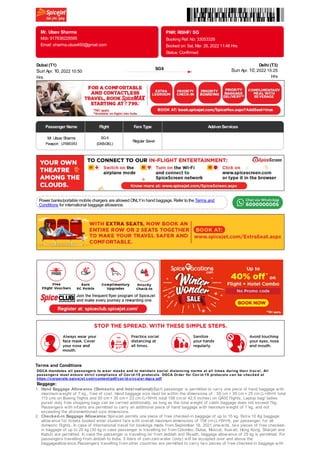 Spicejet Air Ticket Sample
