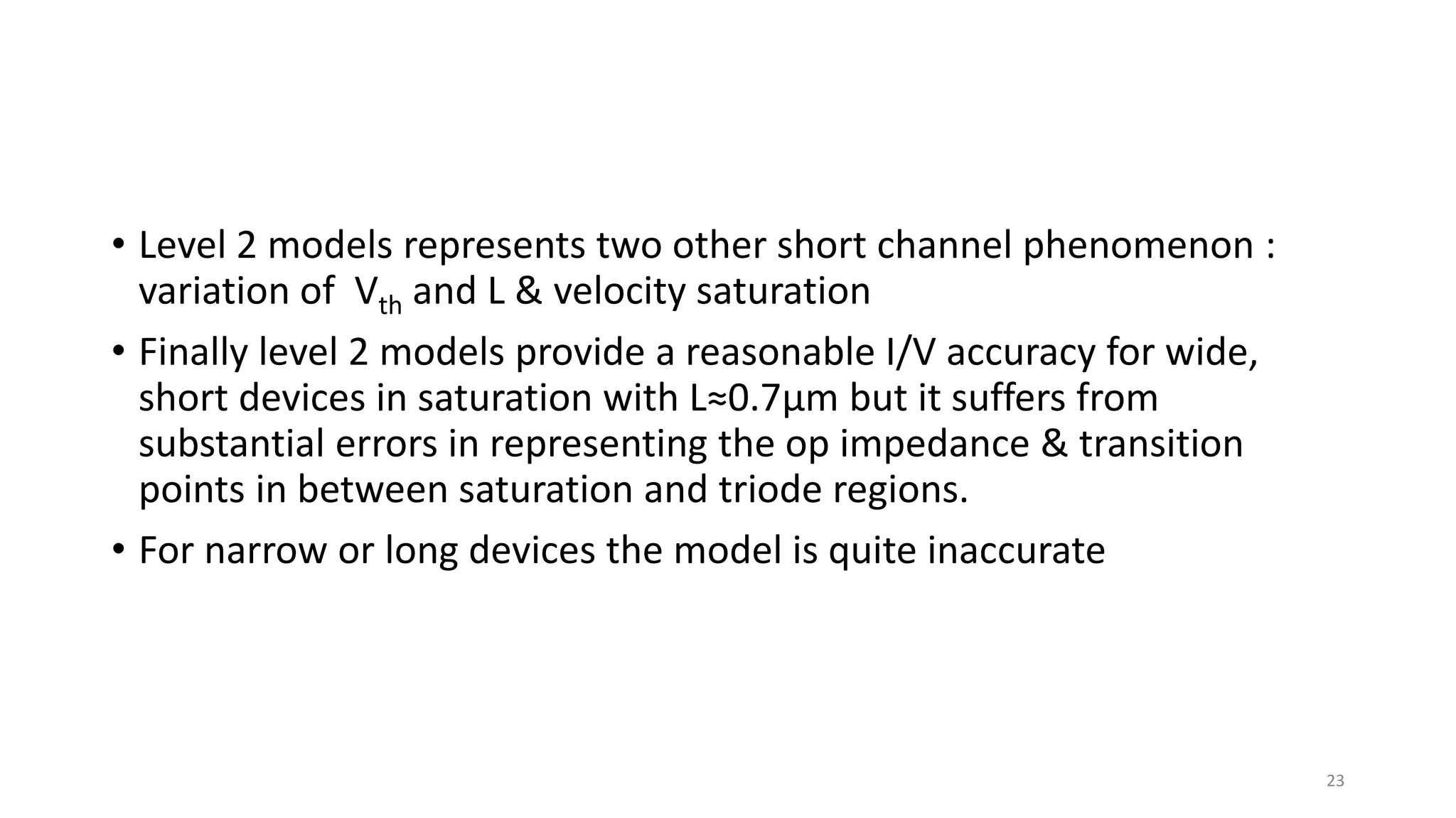 SPICE LEVEL I/LEVEL II/LEVEL III AND BSIM MODELS | PPTX