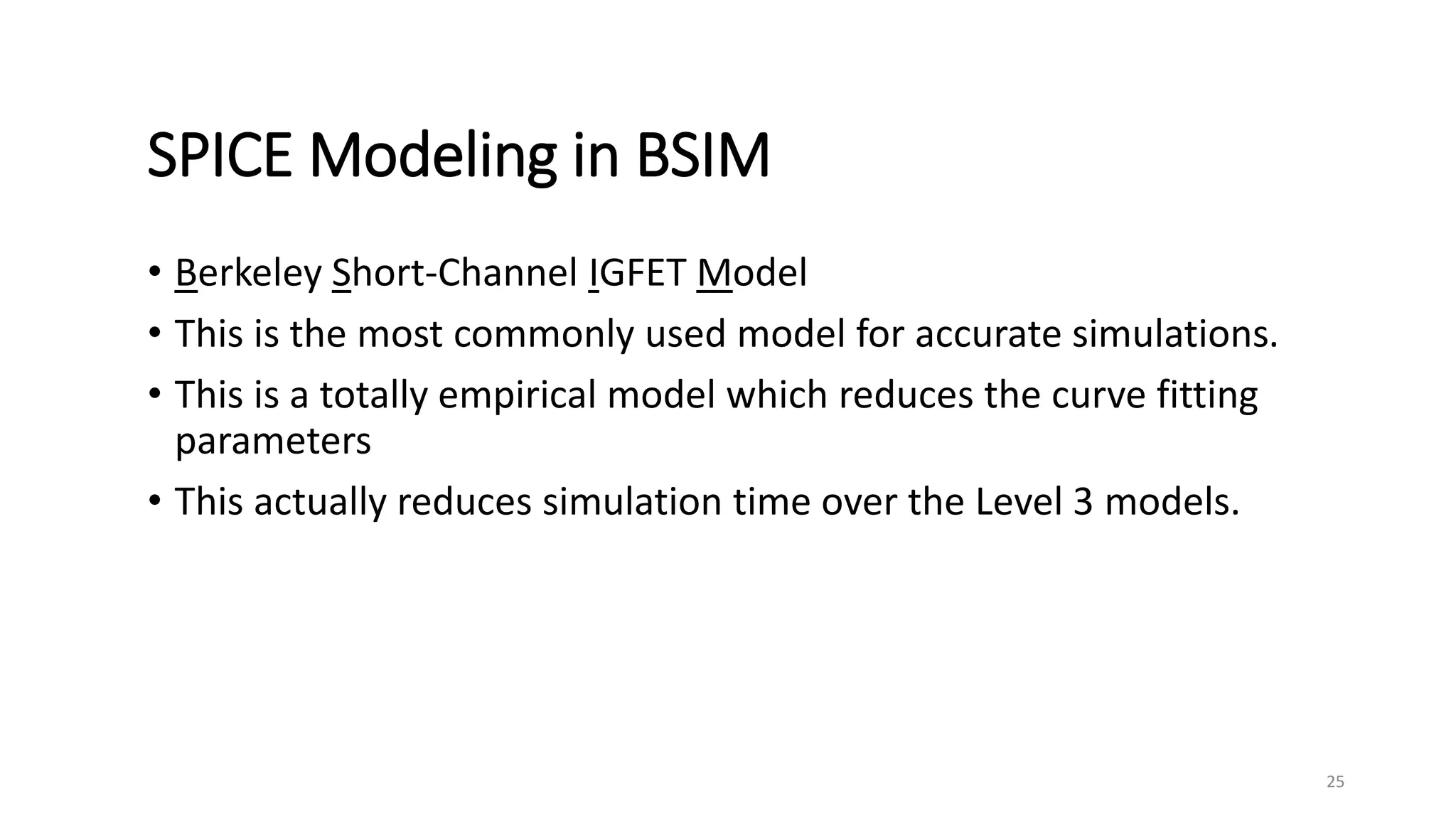 SPICE LEVEL I/LEVEL II/LEVEL III AND BSIM MODELS | PPTX