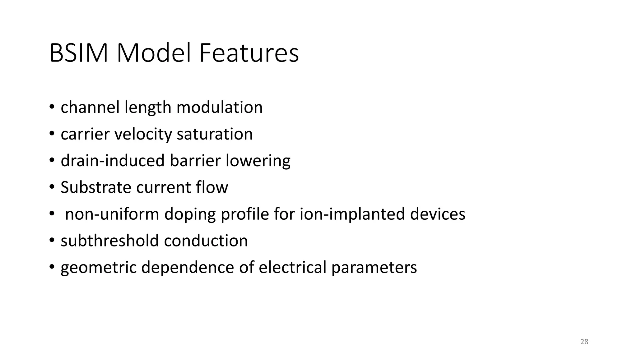 SPICE LEVEL I/LEVEL II/LEVEL III AND BSIM MODELS | PPTX