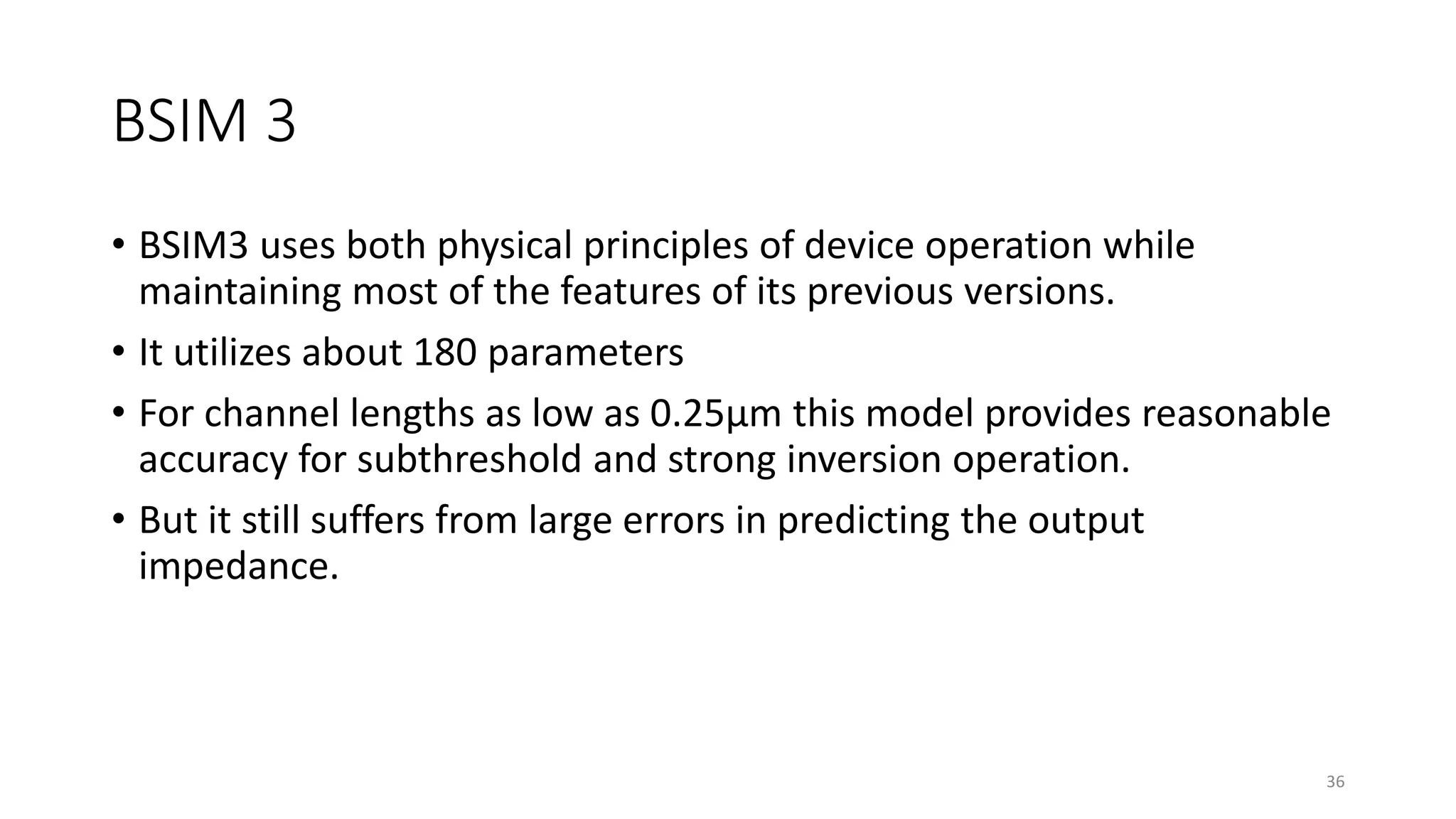 SPICE LEVEL I/LEVEL II/LEVEL III AND BSIM MODELS | PPTX