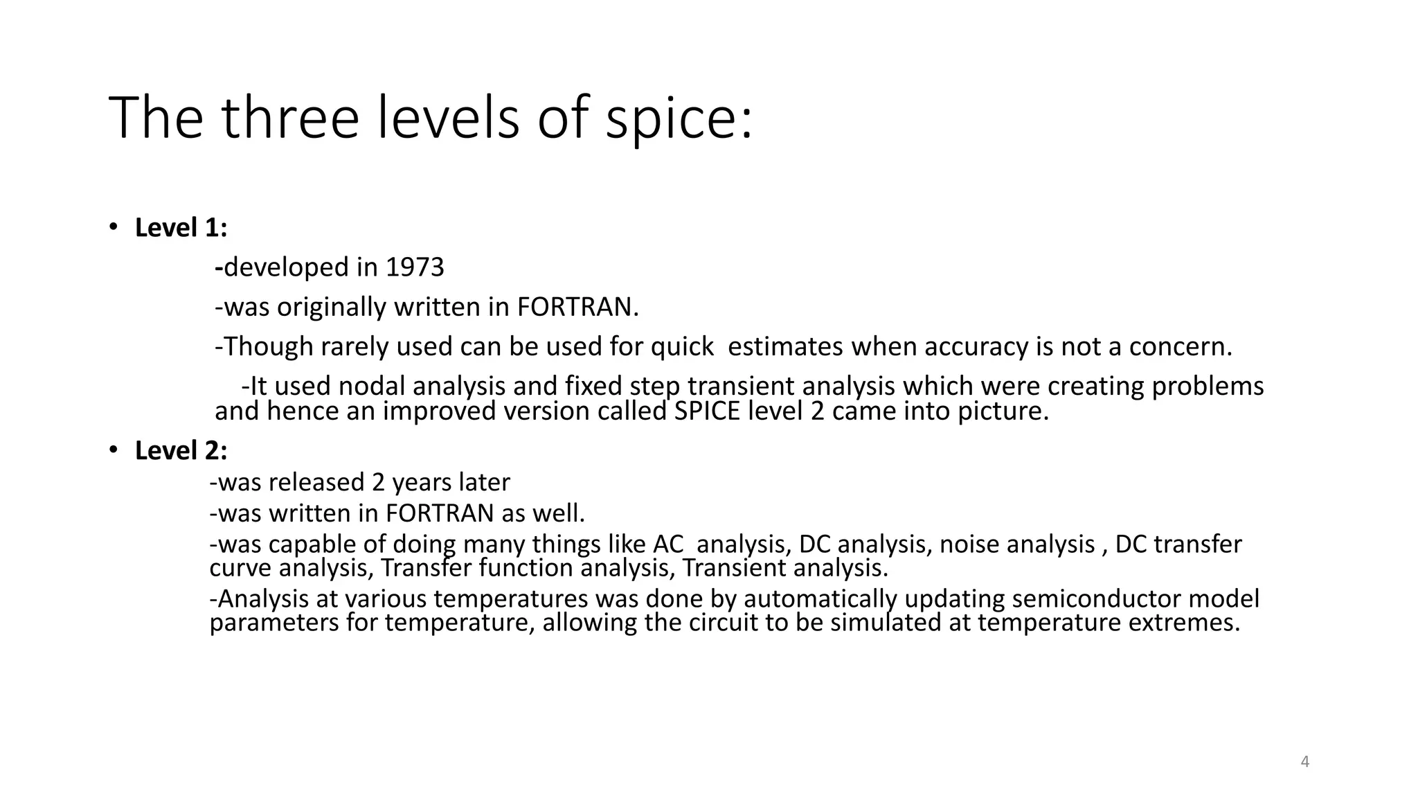 SPICE LEVEL I/LEVEL II/LEVEL III AND BSIM MODELS | PPTX