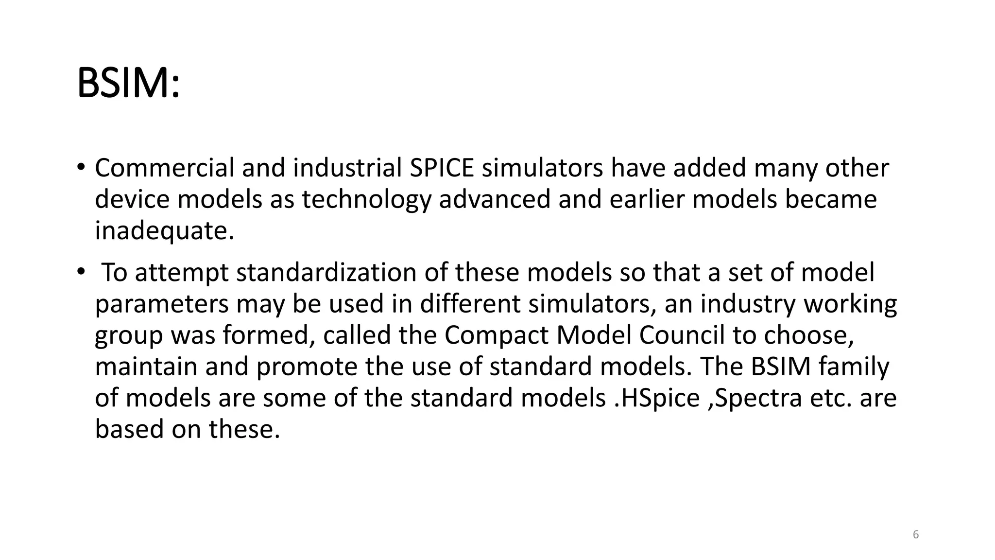 SPICE LEVEL I/LEVEL II/LEVEL III AND BSIM MODELS | PPTX