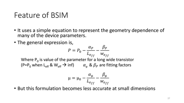 SPICE LEVEL I/LEVEL II/LEVEL III AND BSIM MODELS | PPTX