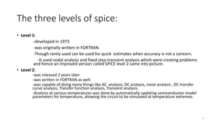SPICE LEVEL I/LEVEL II/LEVEL III AND BSIM MODELS | PPTX