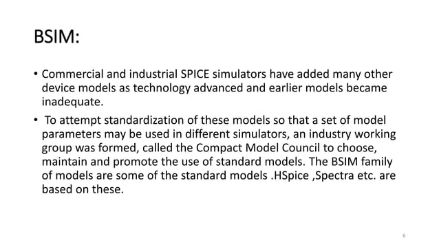 SPICE LEVEL I/LEVEL II/LEVEL III AND BSIM MODELS | PPTX
