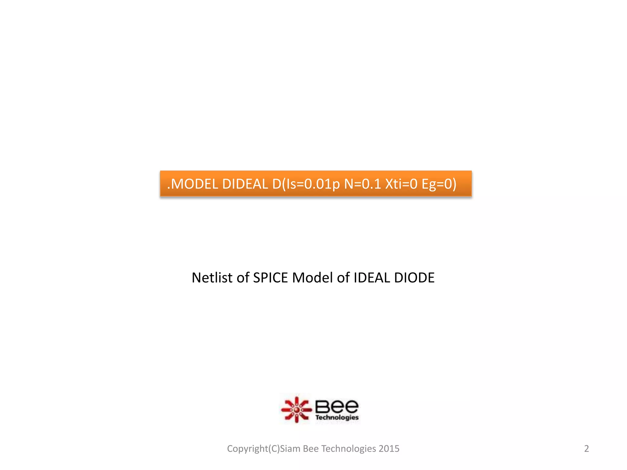 SPICE Model of IDEAL DIODE | PPTX
