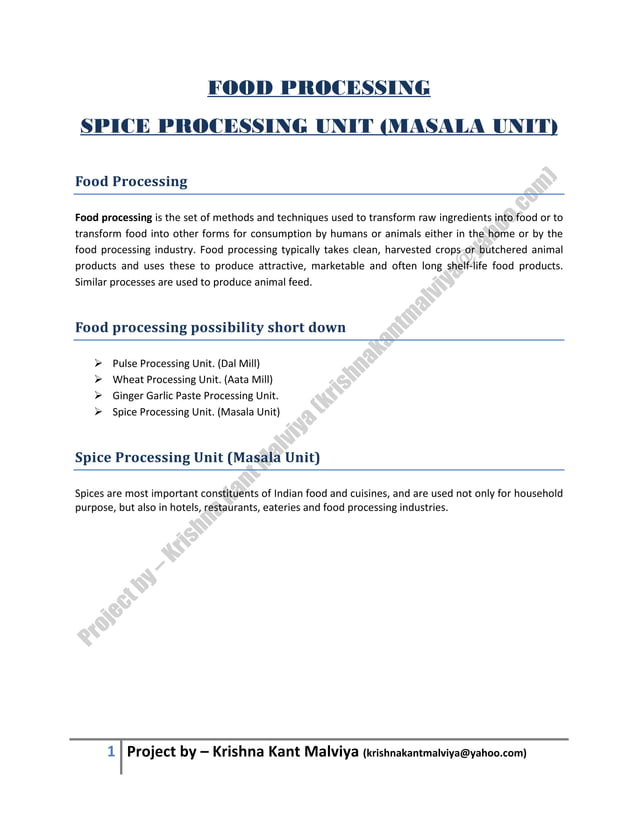 Spice processing | PDF