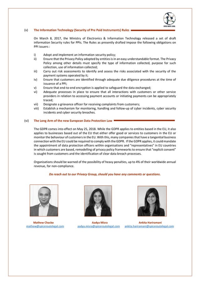 Spice Route Legal Data Protection & Privacy Update | PDF