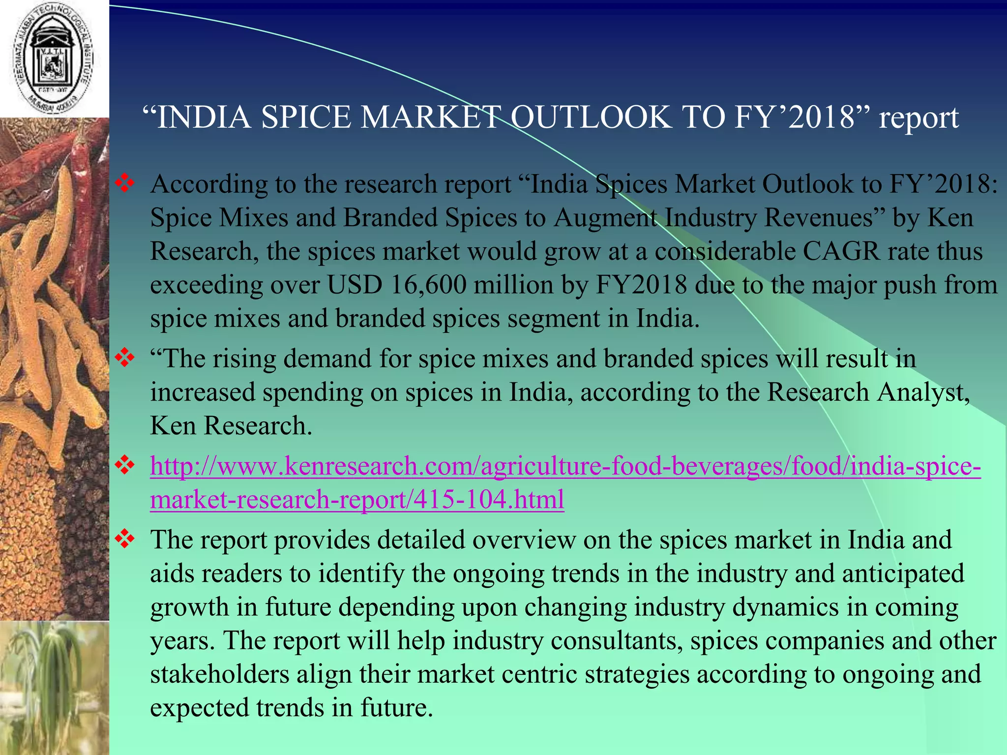 MARKETING OF INDIAN SPICES. | PPTX | Cooking | Food & Drink