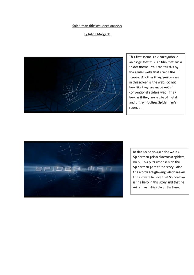 Spiderman title sequence analysis pdf | PDF