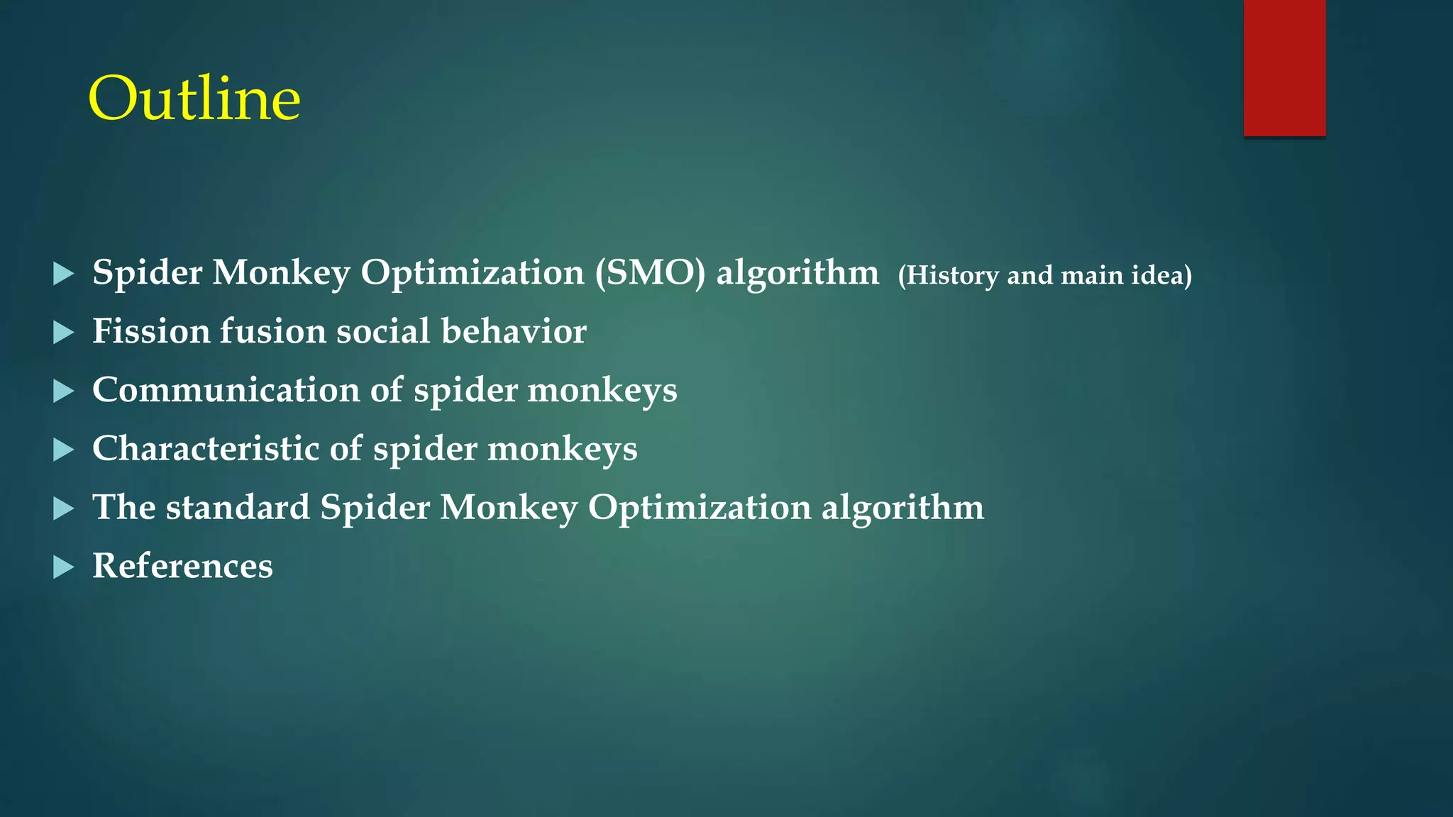Spider Monkey Optimization Algorithm | PPT Spider Monkey Optimization Algorithm | PPT