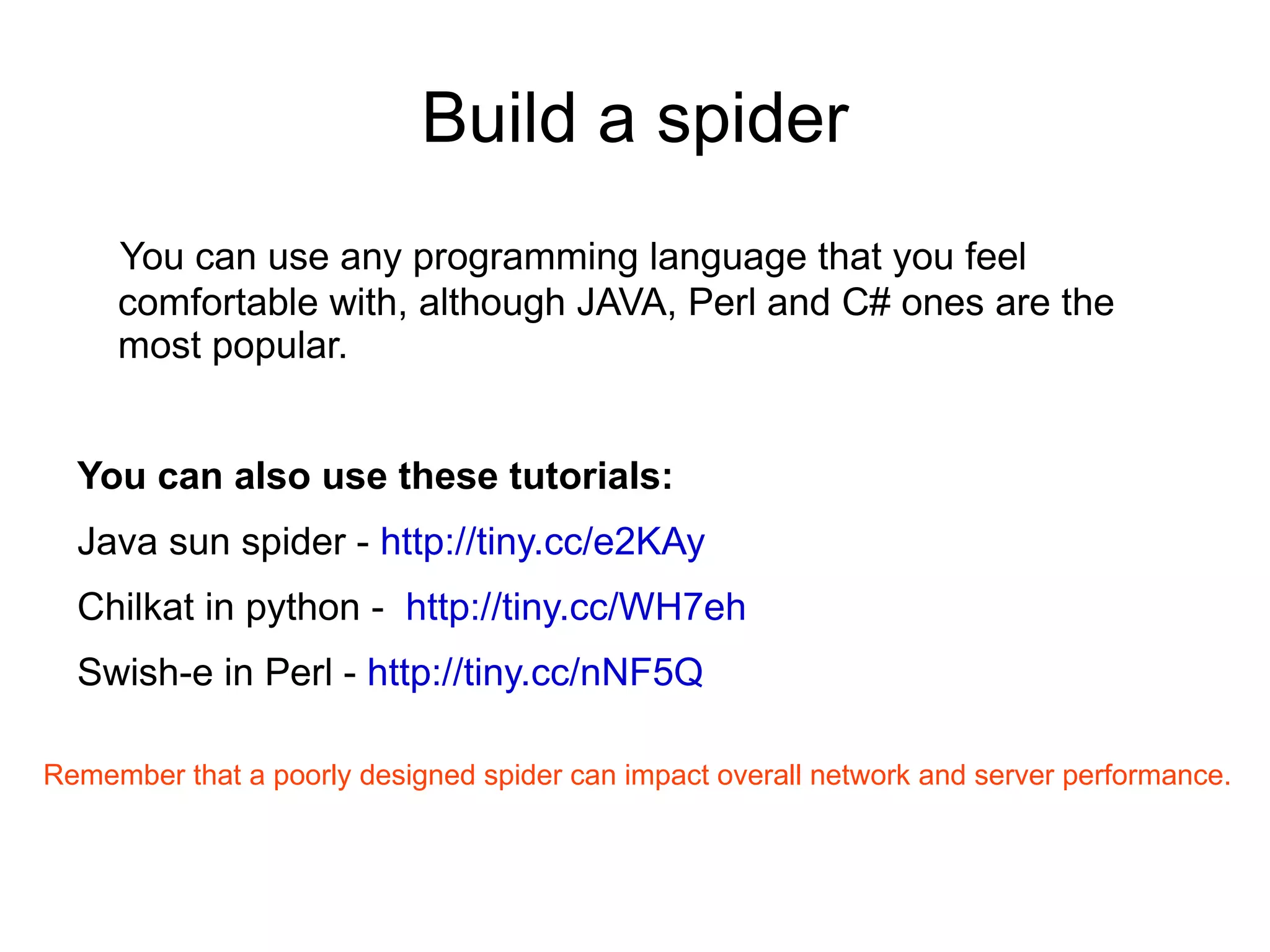 Search Engine Spiders | ODP