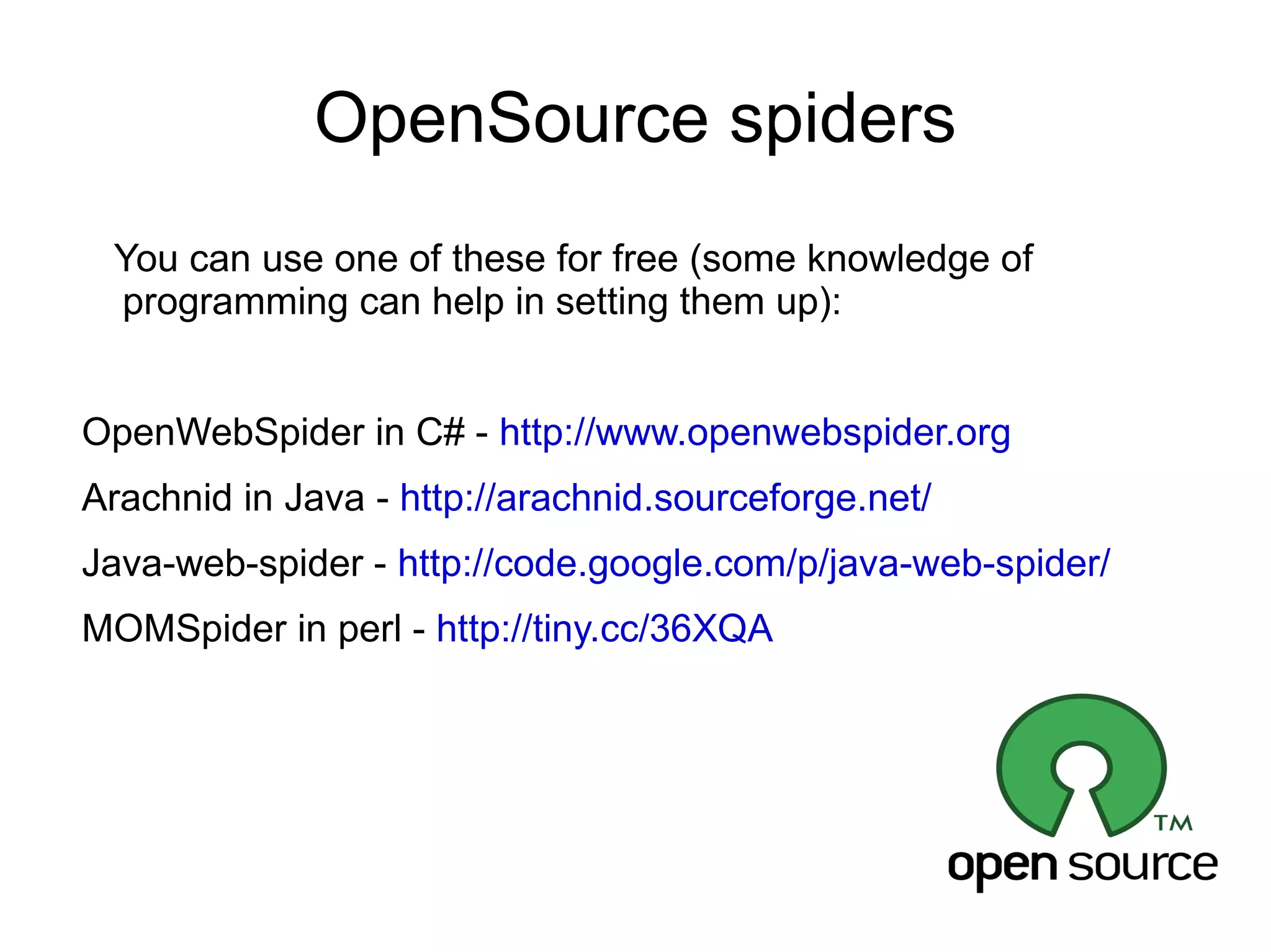 Search Engine Spiders | ODP