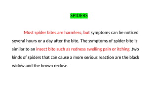 First aid management of spiders. pptx ppt | PPTX