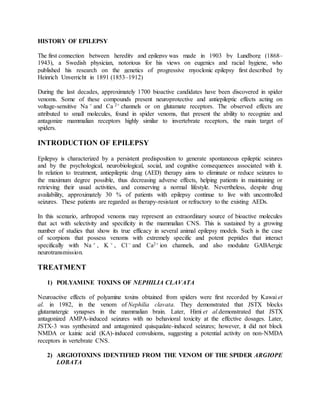 theraputic application of spider venom in different disease treeatment ...