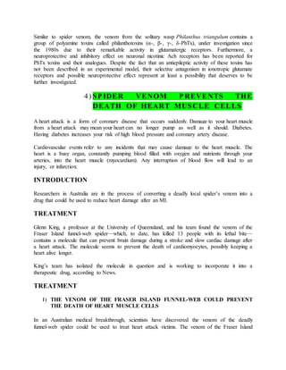 theraputic application of spider venom in different disease treeatment ...