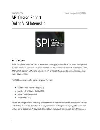 SPI Design Report used in serial communication | PDF