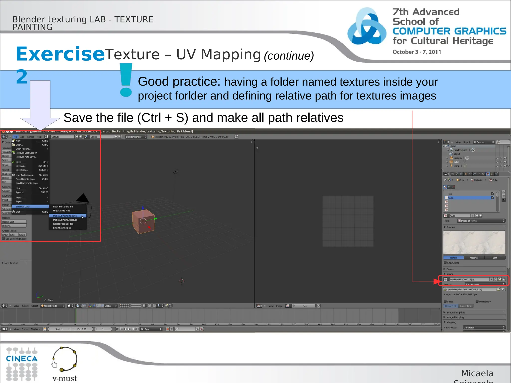 TEXTURE PAINTING - Blender, scuola di COMPUTER GRAPHICS Cineca 2011 | PDF