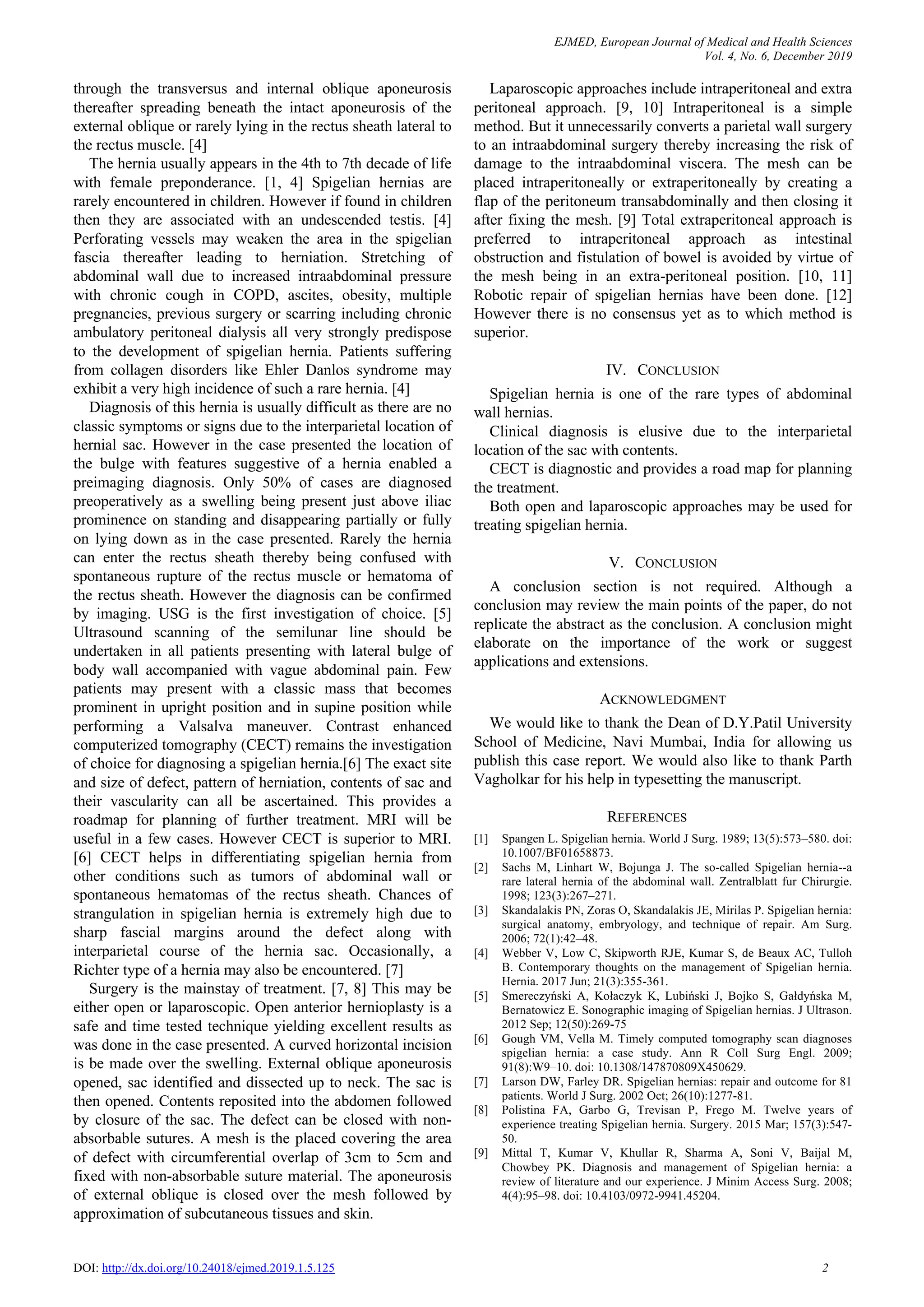 Spigelian Hernia: A Rare Hernia With Peculiar Anatomy. (Case Report And ...