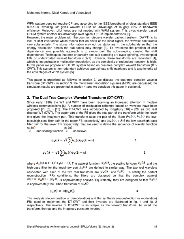 An OFDM System Based on Dual Tree Complex Wavelet Transform (DT-CWT) | PDF