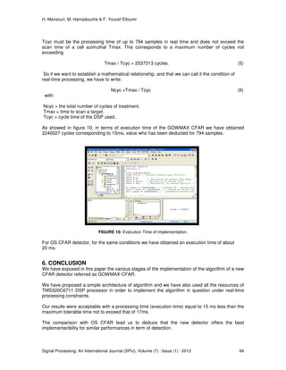 Real Time Implementation on TM320C6711 DSP processor of a new CFAR Radar | PDF