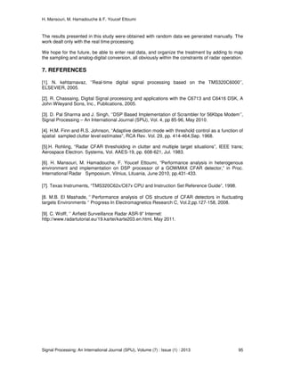 Real Time Implementation on TM320C6711 DSP processor of a new CFAR Radar | PDF