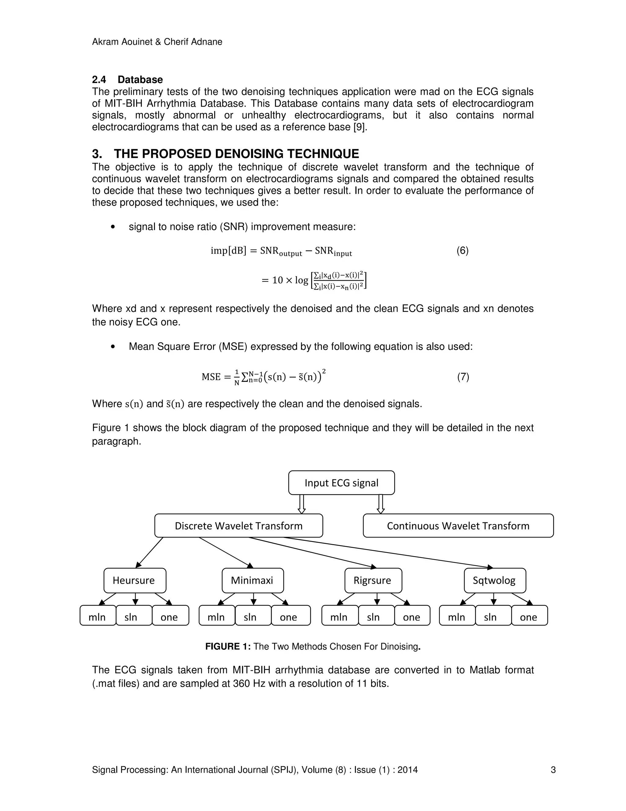 Electrocardiogram Denoised Signal By Discrete Wavelet Transform And Continuous Wavelet Transform