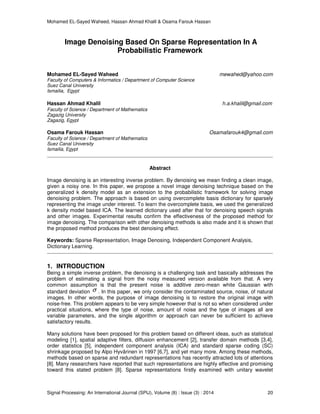 Image Denoising Based On Sparse Representation In A Probabilistic Framework | PDF | Photo ...