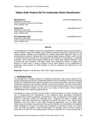 Higher Order Feature Set For Underwater Noise Classification | PDF