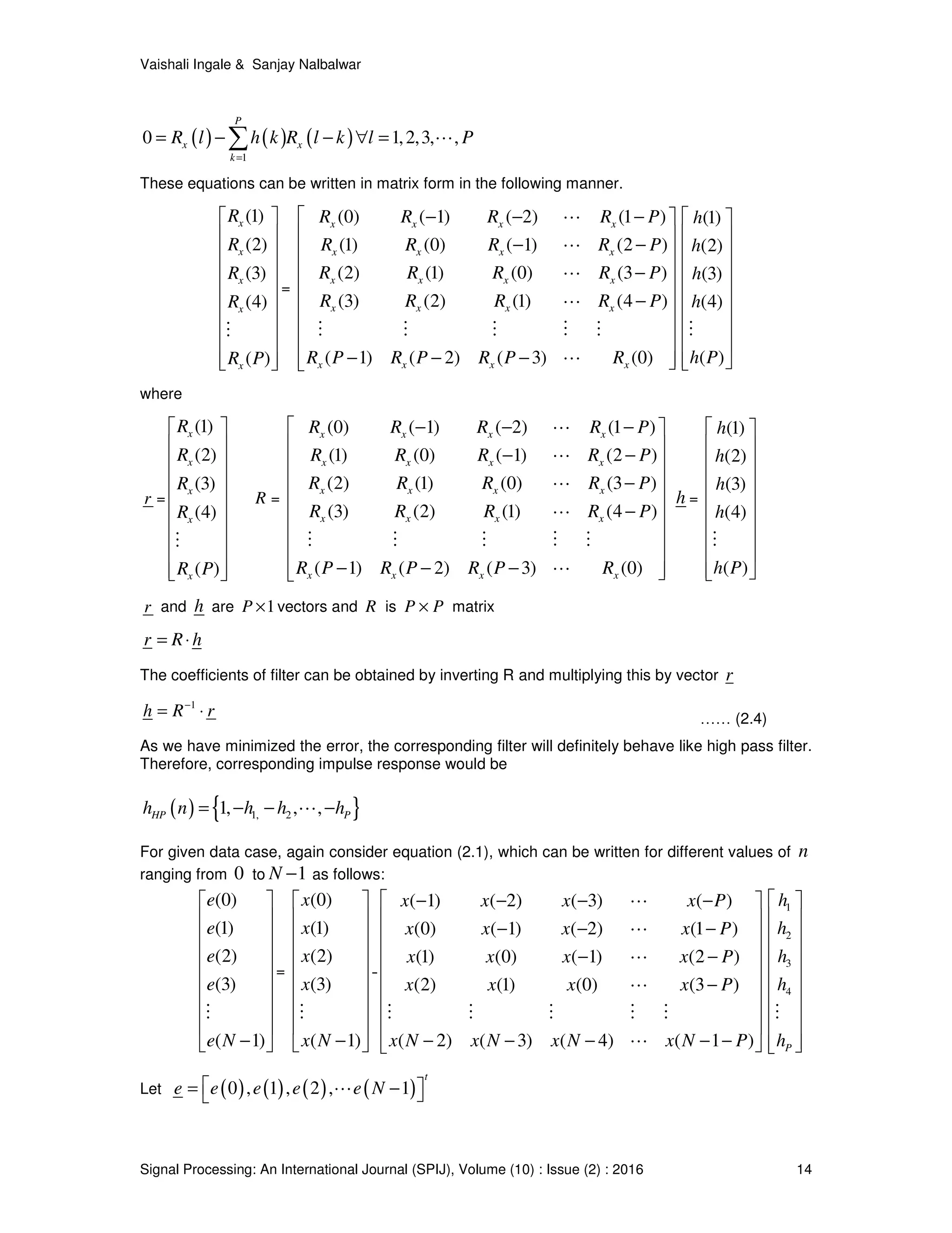 ECG Classification using Dynamic High Pass Filtering and Statistical ...