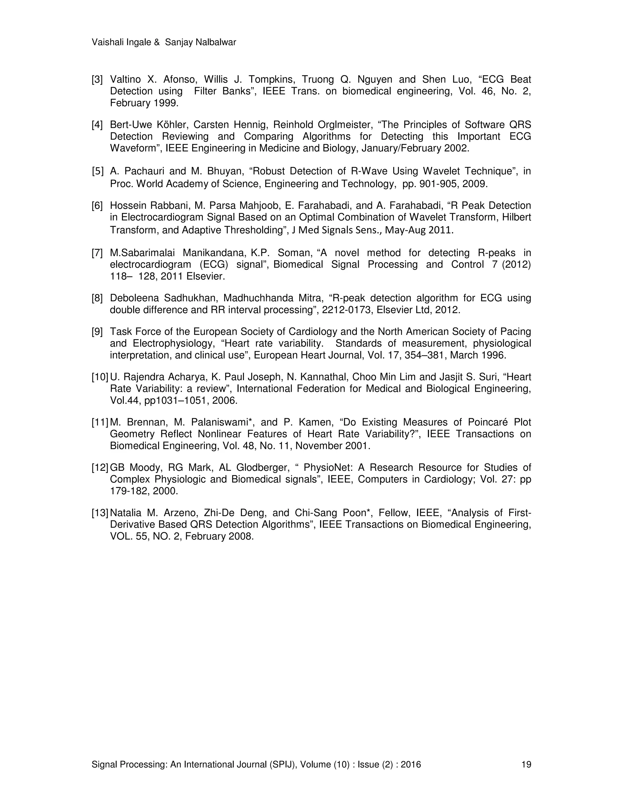 ECG Classification using Dynamic High Pass Filtering and Statistical Framework (HRV) | PDF