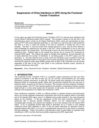 Suppression of Chirp Interferers in GPS Using the Fractional Fourier Transform | PDF