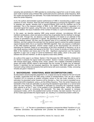 Blind, Non-stationary Source Separation Using Variational Mode Decomposition with Mode Culling | PDF