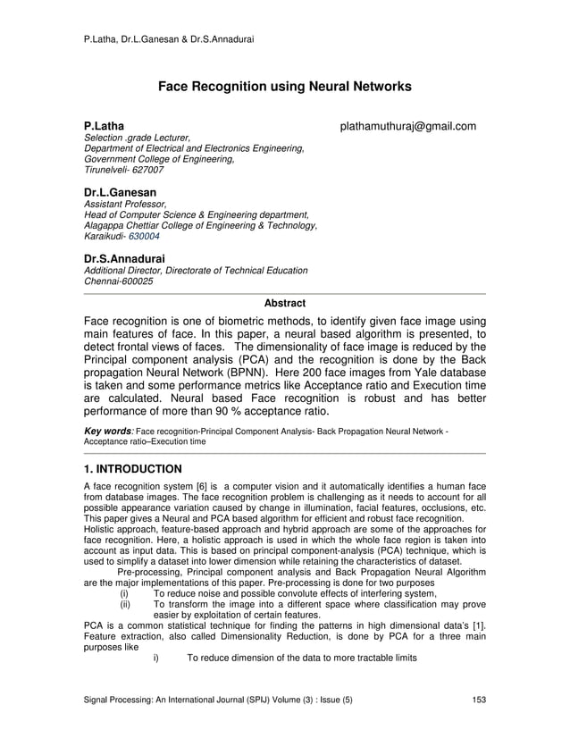 Face Recognition Using Neural Networks Pdf