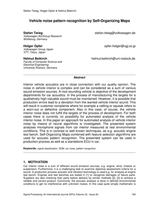 Vehicle Noise Pattern Recognition by Self-Organizing Maps | PDF | Digital Audio | Computer ...