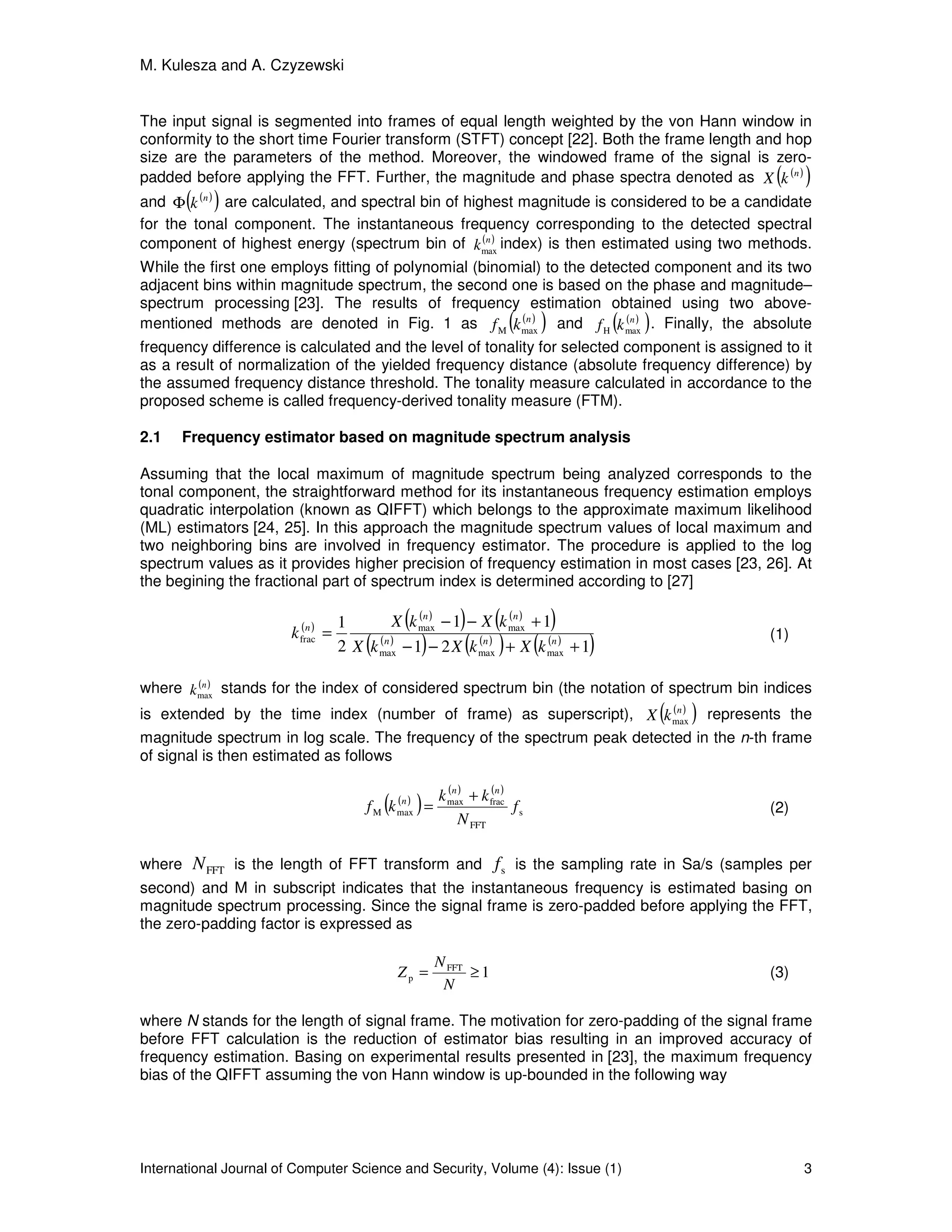 Frequency based criterion for distinguishing tonal and noisy spectral components | PDF