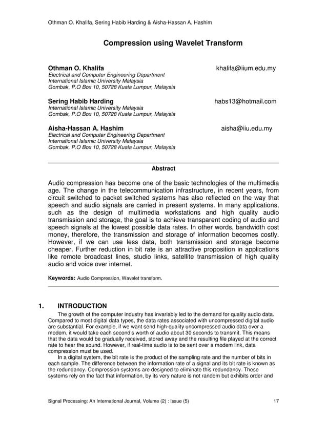 Compression Using Wavelet Transform | PDF