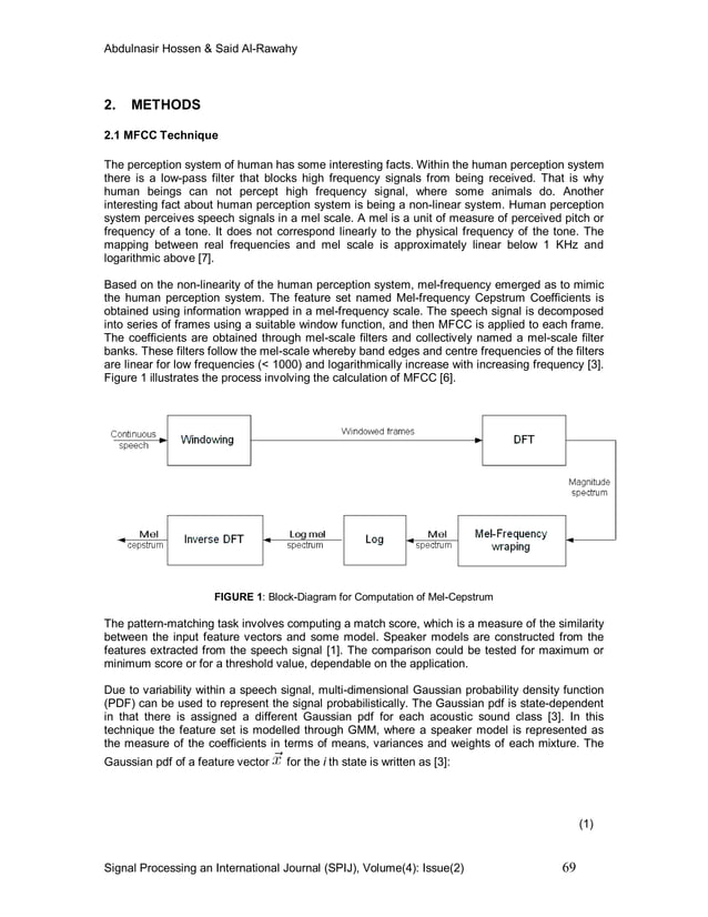 A Text-Independent Speaker Identification System based on The Zak Transform | PDF