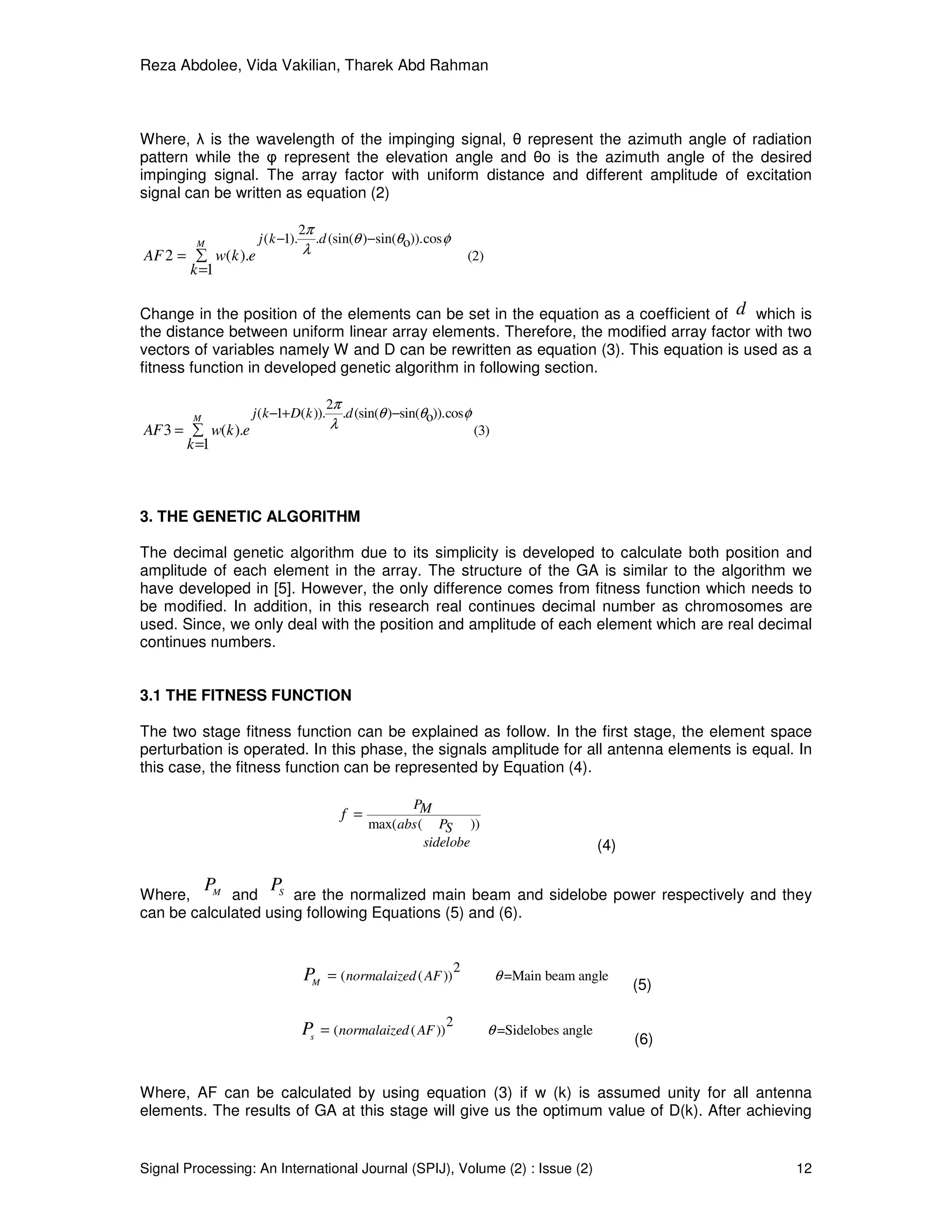 Elements Space and Amplitude Perturbation Using Genetic Algorithm for Antenna Array Sidelobe ...