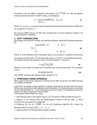 Noisy Speech Enhancement Using Soft Thresholding on Selected Intrinsic Mode Functions | PDF