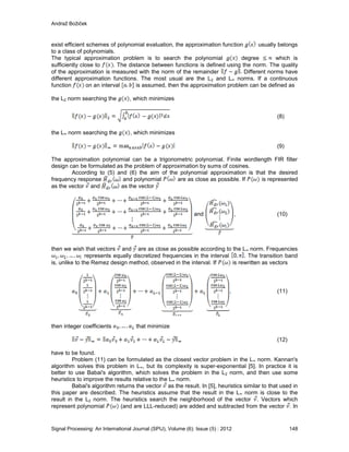 Finite Wordlength Linear-Phase FIR Filter Design Using Babai's Algorithm | PDF