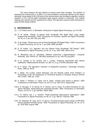 Finite Wordlength Linear-Phase FIR Filter Design Using Babai's Algorithm | PDF