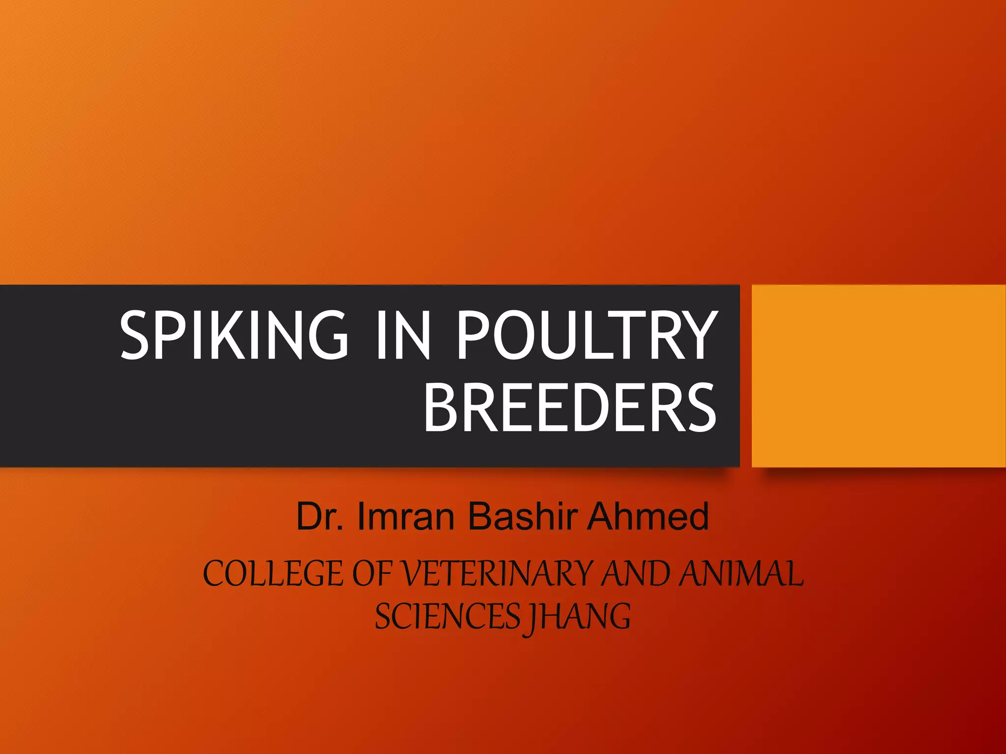 Spiking in poultry | PPTX