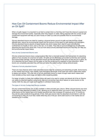 Spill Absorbents - FAQs | PDF
