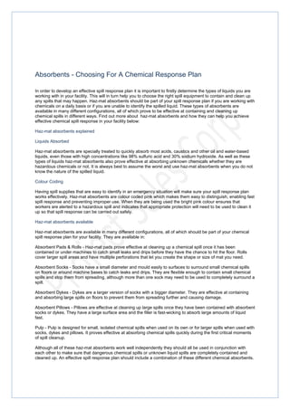 Spill Absorbents - FAQs | PDF