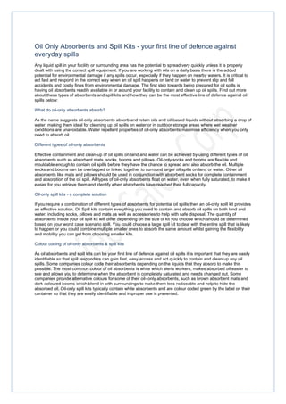 Spill Absorbents - FAQs | PDF