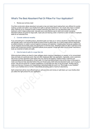 Spill Absorbents - FAQs | PDF