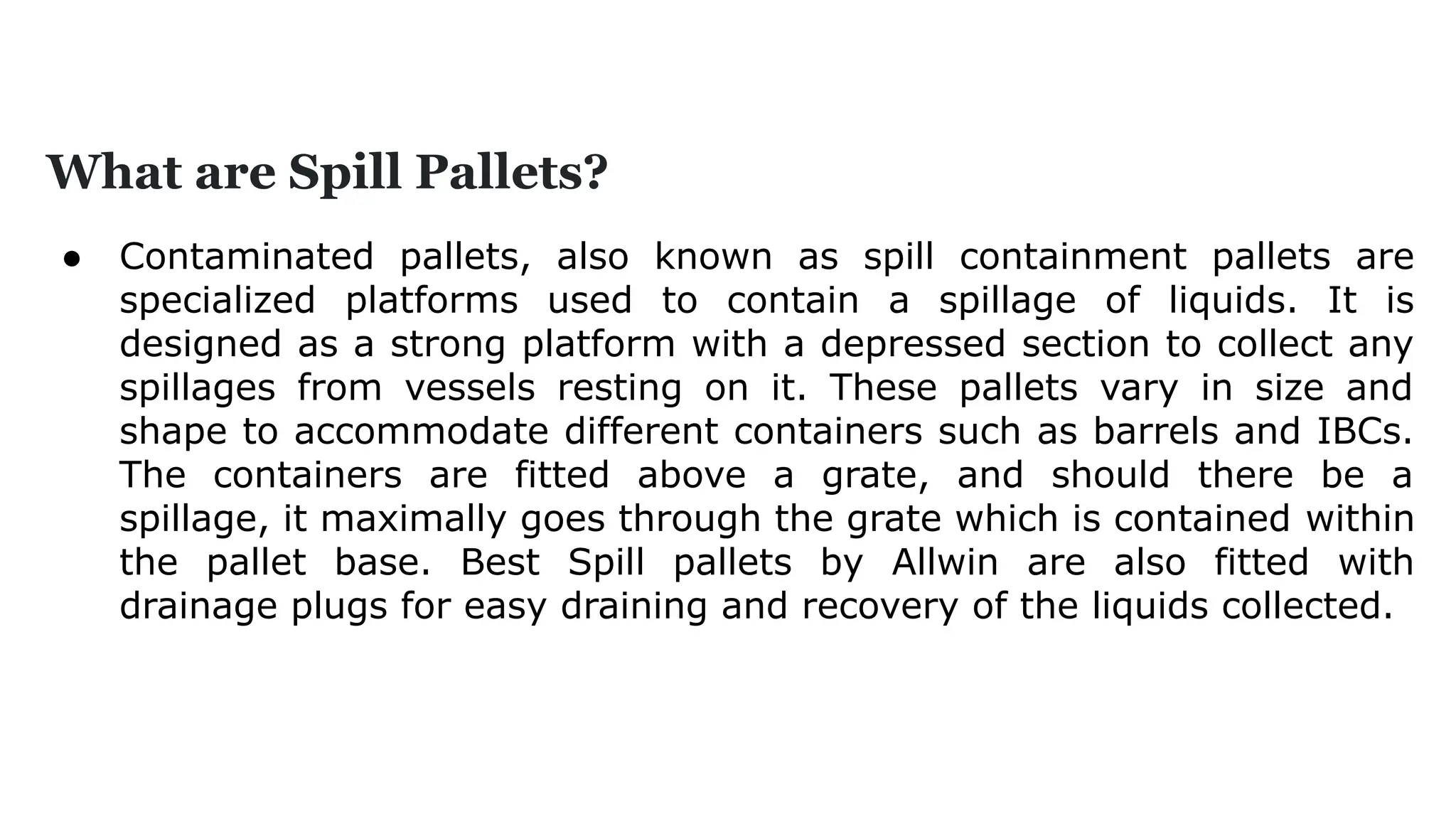 Spill Pallets for Every Industry: A Guide to Choosing the Right Type | PPT