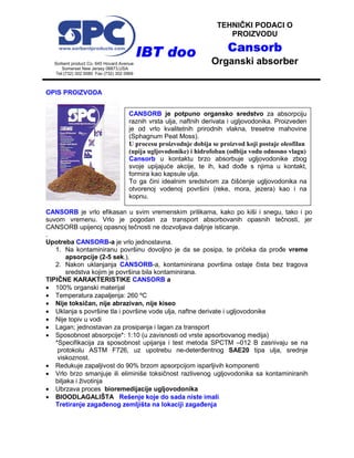 IBT Eko Stit SPC sorbent products Spillsorb Cansorb Brosura Sh | PDF